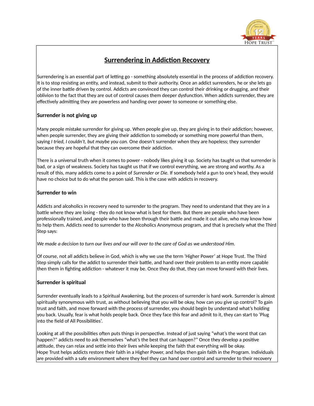 PPT - Surrendering in Addiction Recovery PowerPoint Presentation, free ...