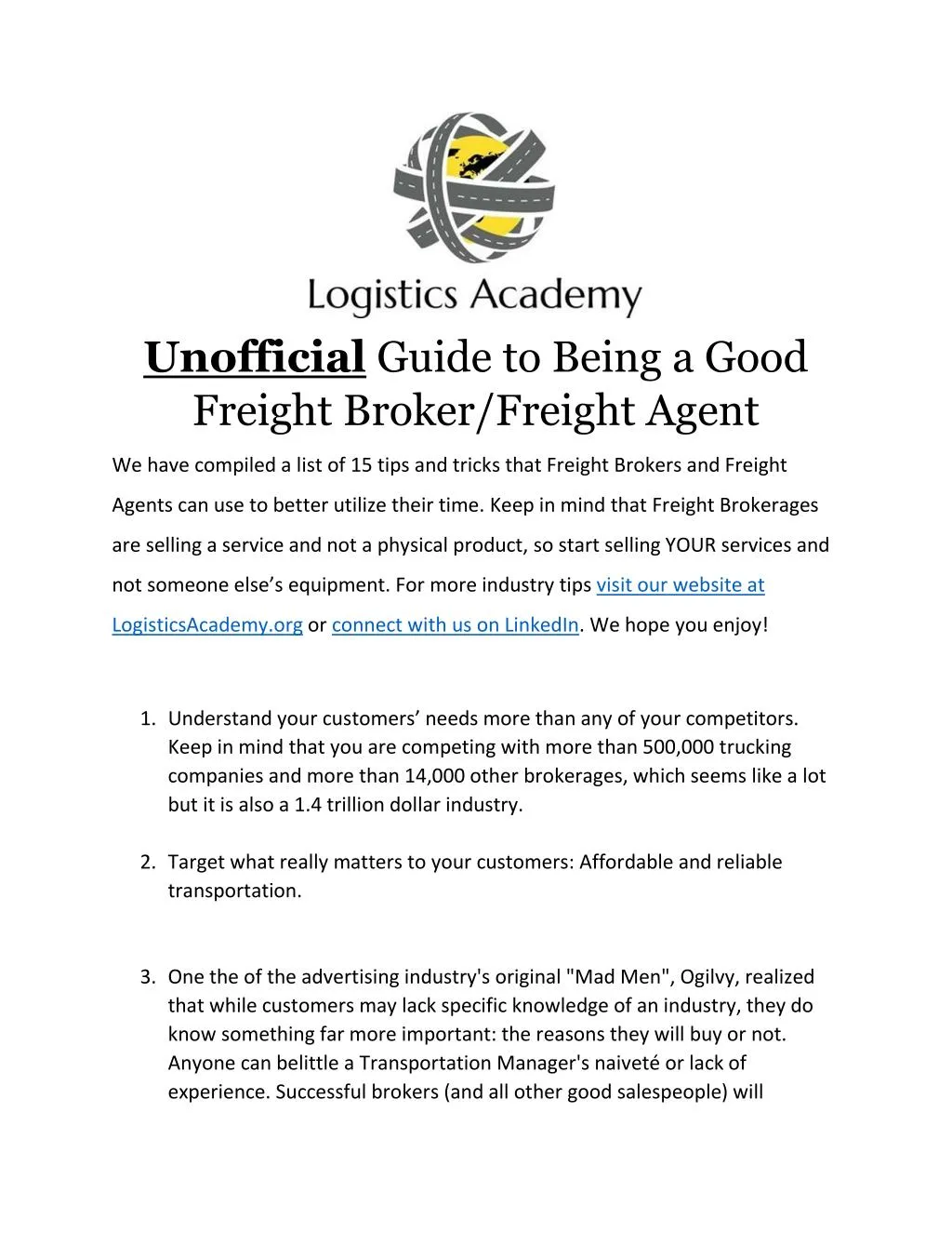 PPT - Unofficial Guide to Becoming a Good Freight Broker or Freight ...