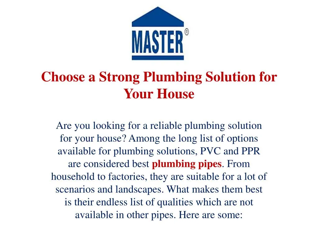 PPT - Choose a Strong Plumbing Solution for Your House PowerPoint ...