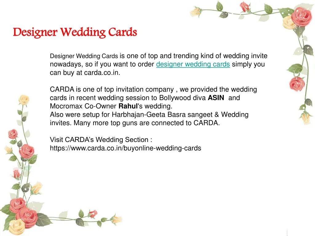 PPT - Designer Wedding Cards PowerPoint Presentation, free download ...