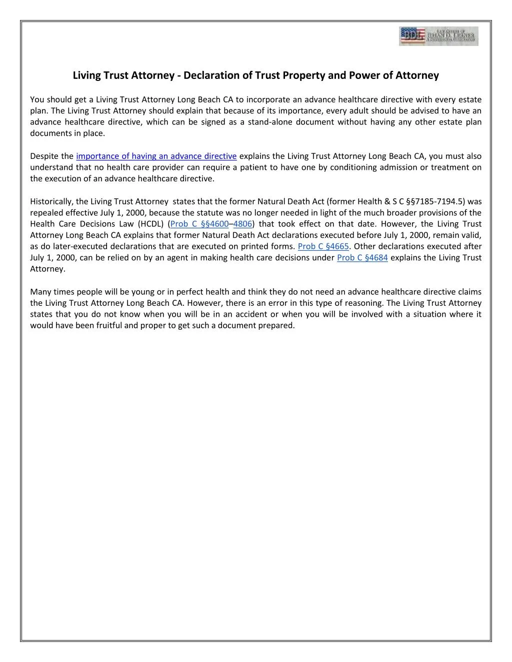 PPT - Declaration of Trust Property and Power of Attorney - Living ...