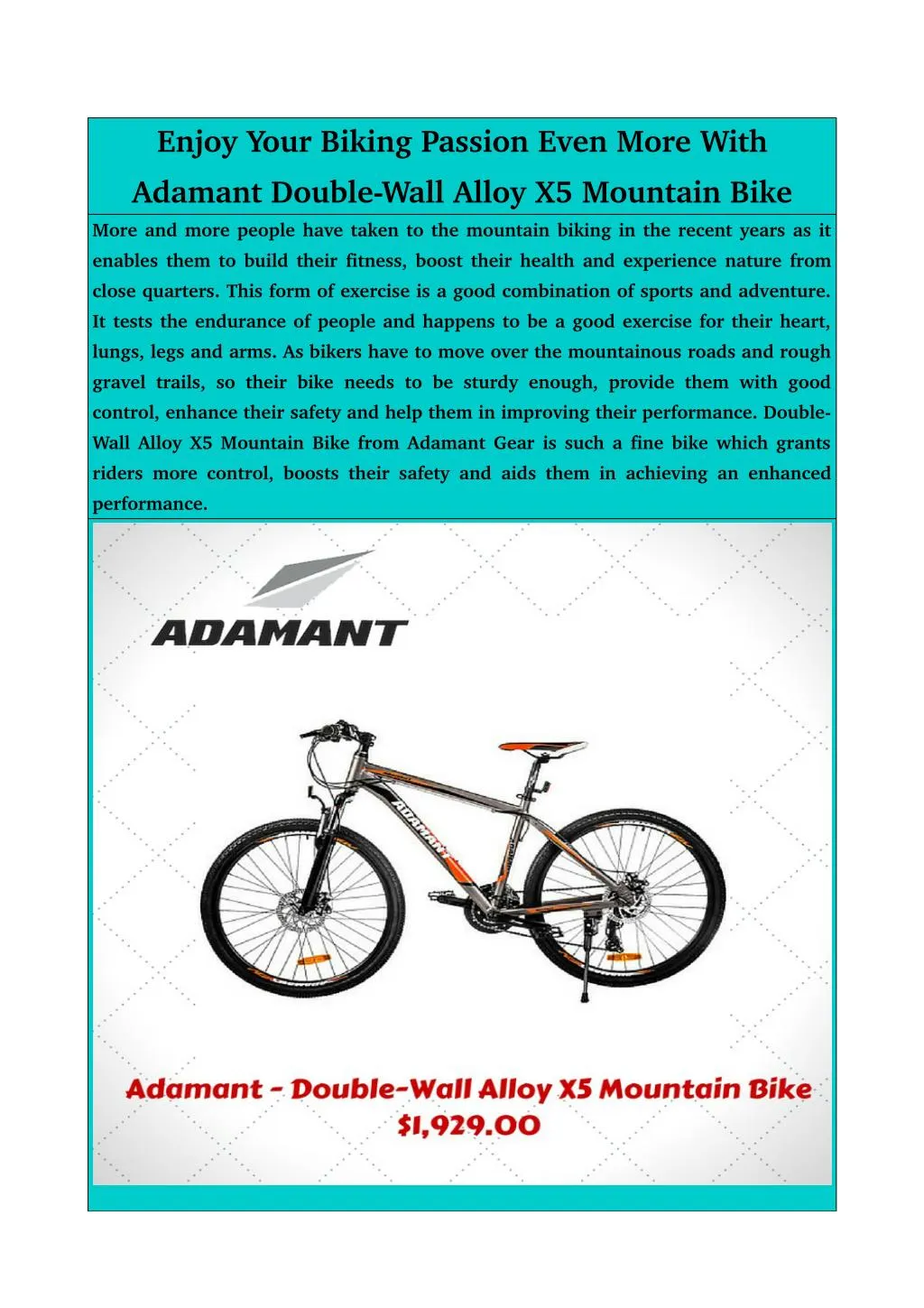PPT - Adamant Double-Wall Alloy X5 Mountain Bike PowerPoint ...