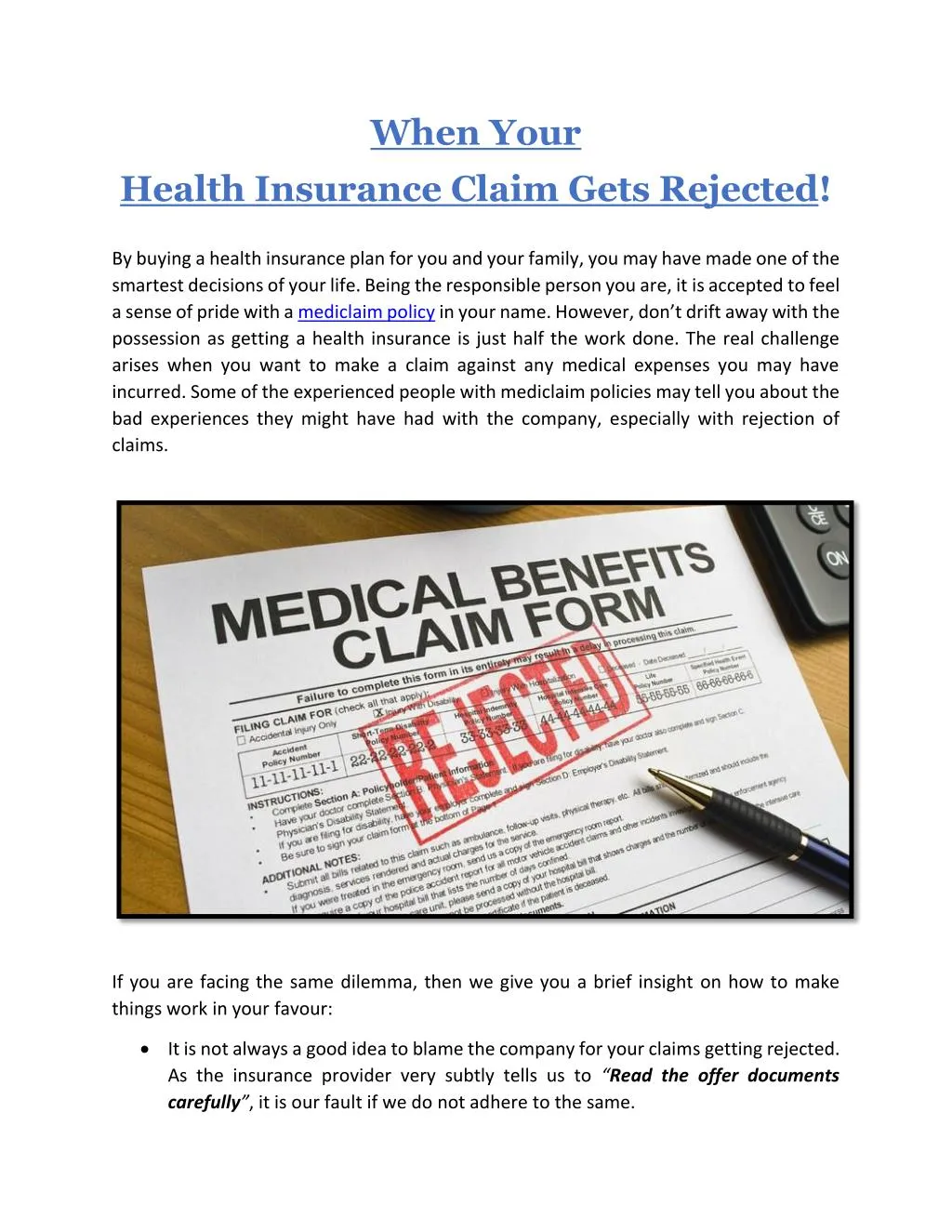 PPT - When your Health Insurance Claim gets Rejected - BAGI PowerPoint ...