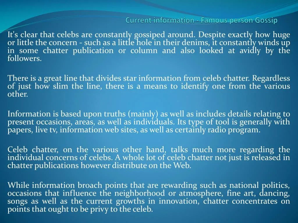 PPT - Current information - Famous person Gossip PowerPoint ...