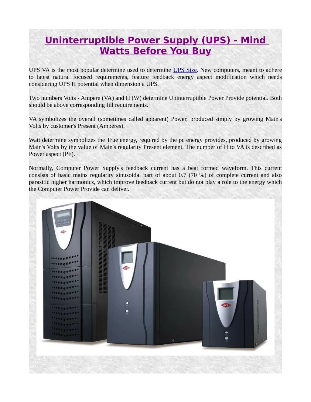 PPT - Uninterruptible Power Supply (UPS) - Mind Watts Before You Buy ...