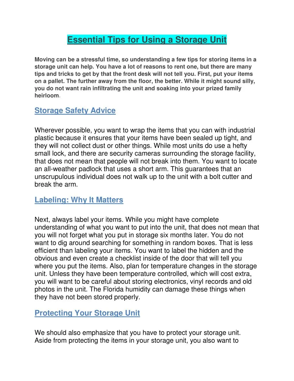 PPT - Essential Tips for Using a Storage Unit PowerPoint Presentation ...