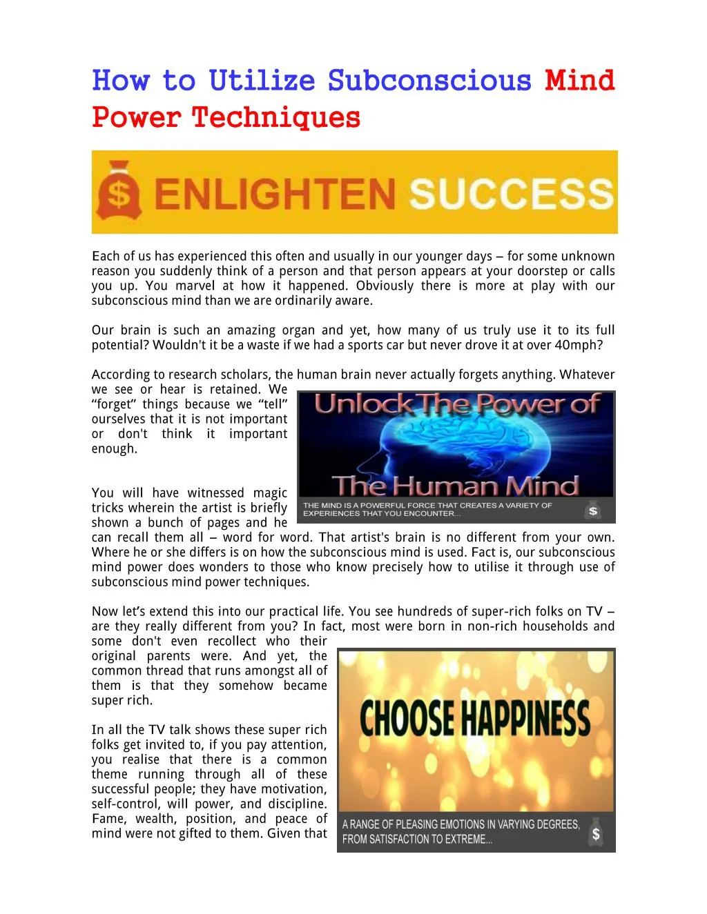 PPT - How to Utilize Subconscious Mind Power Techniques PowerPoint ...