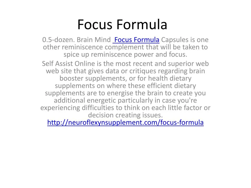 PPT - In Focus Formula line with a researchers at Rush PowerPoint ...