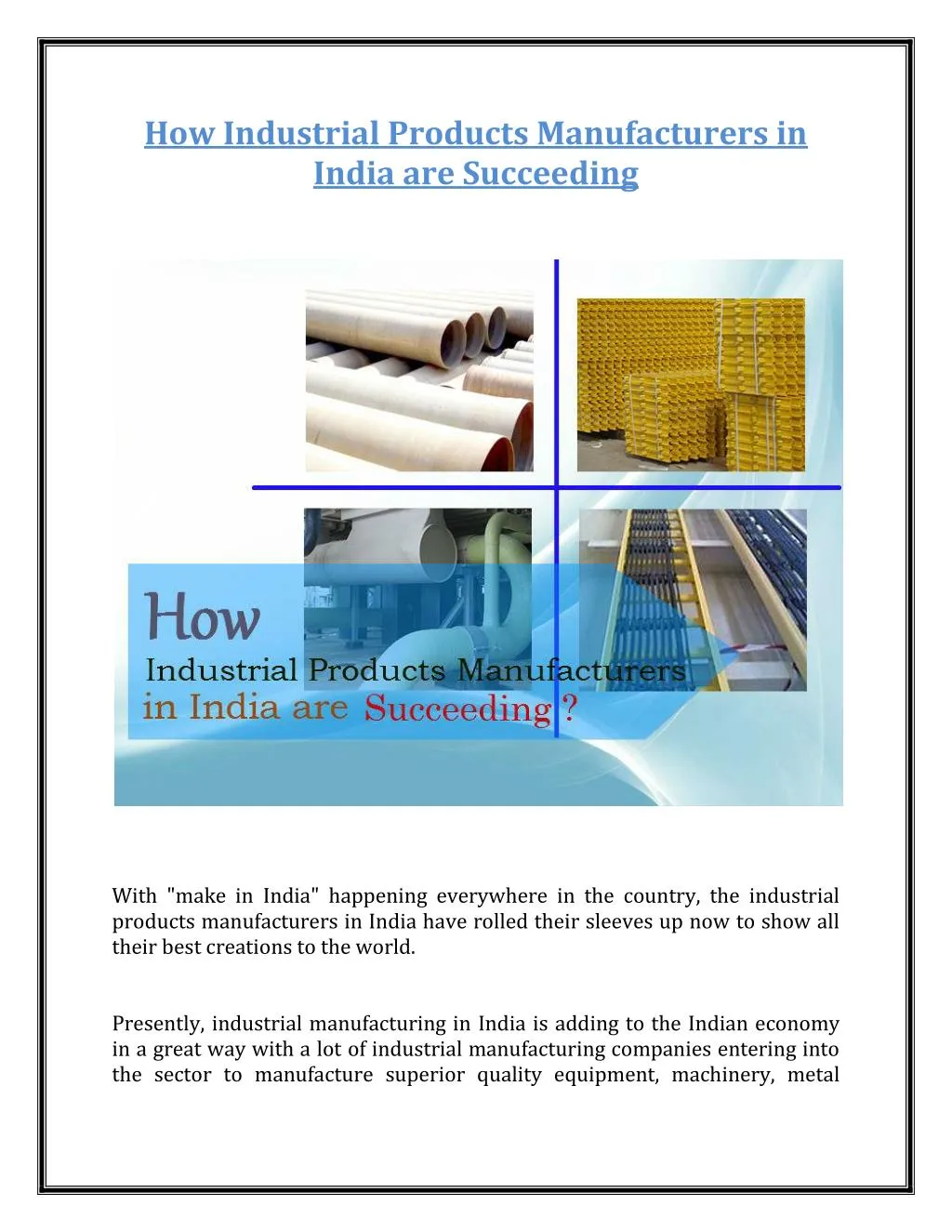 PPT - How Industrial Products Manufacturers in India are Succeeding ...