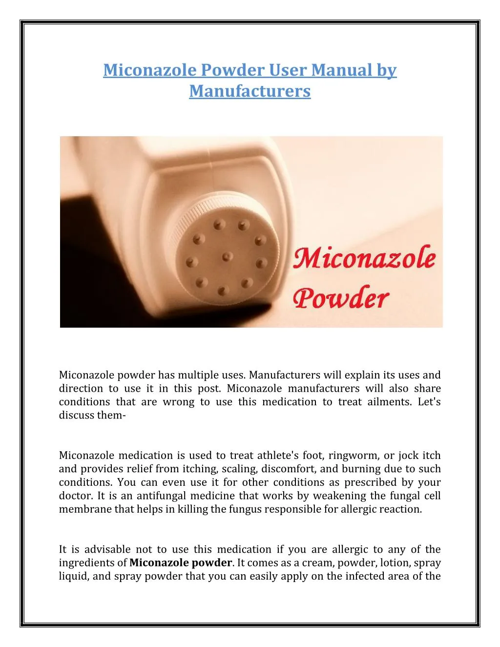 PPT - Miconazole Powder User Manual by Manufacturers PowerPoint ...