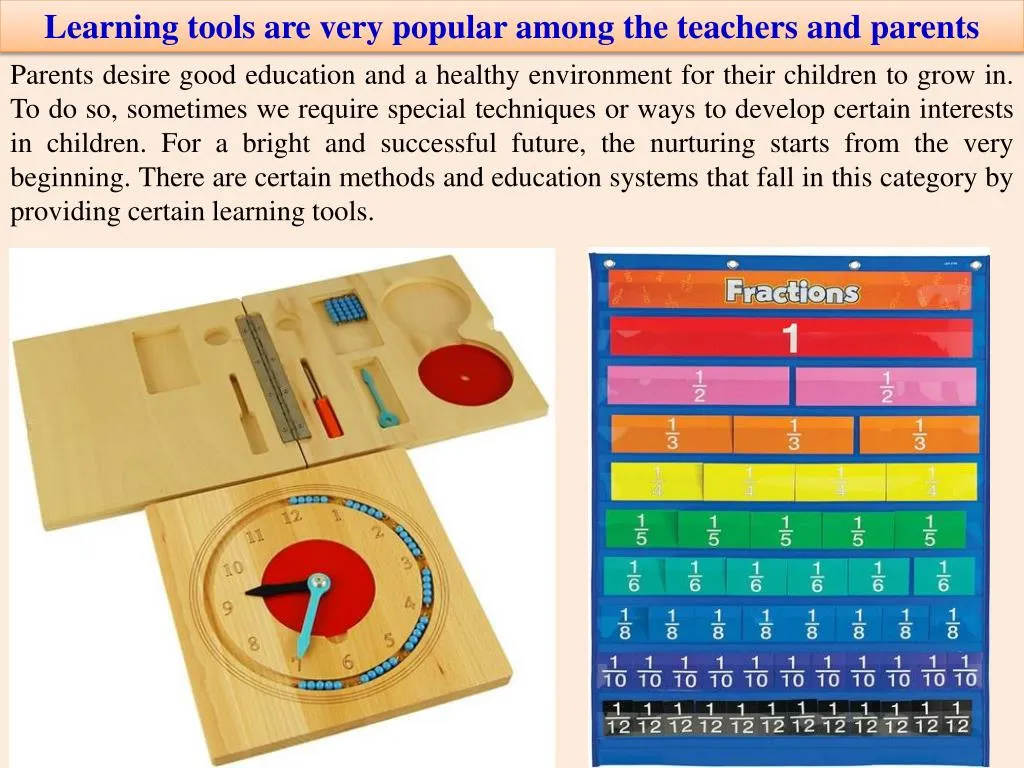 PPT - Learning tools are very popular among the teachers and parents ...