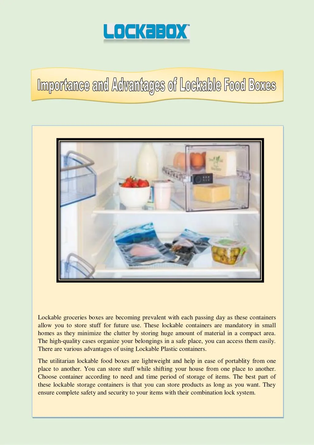 PPT - Importance and Advantages of Lockable Food Boxes PowerPoint ...