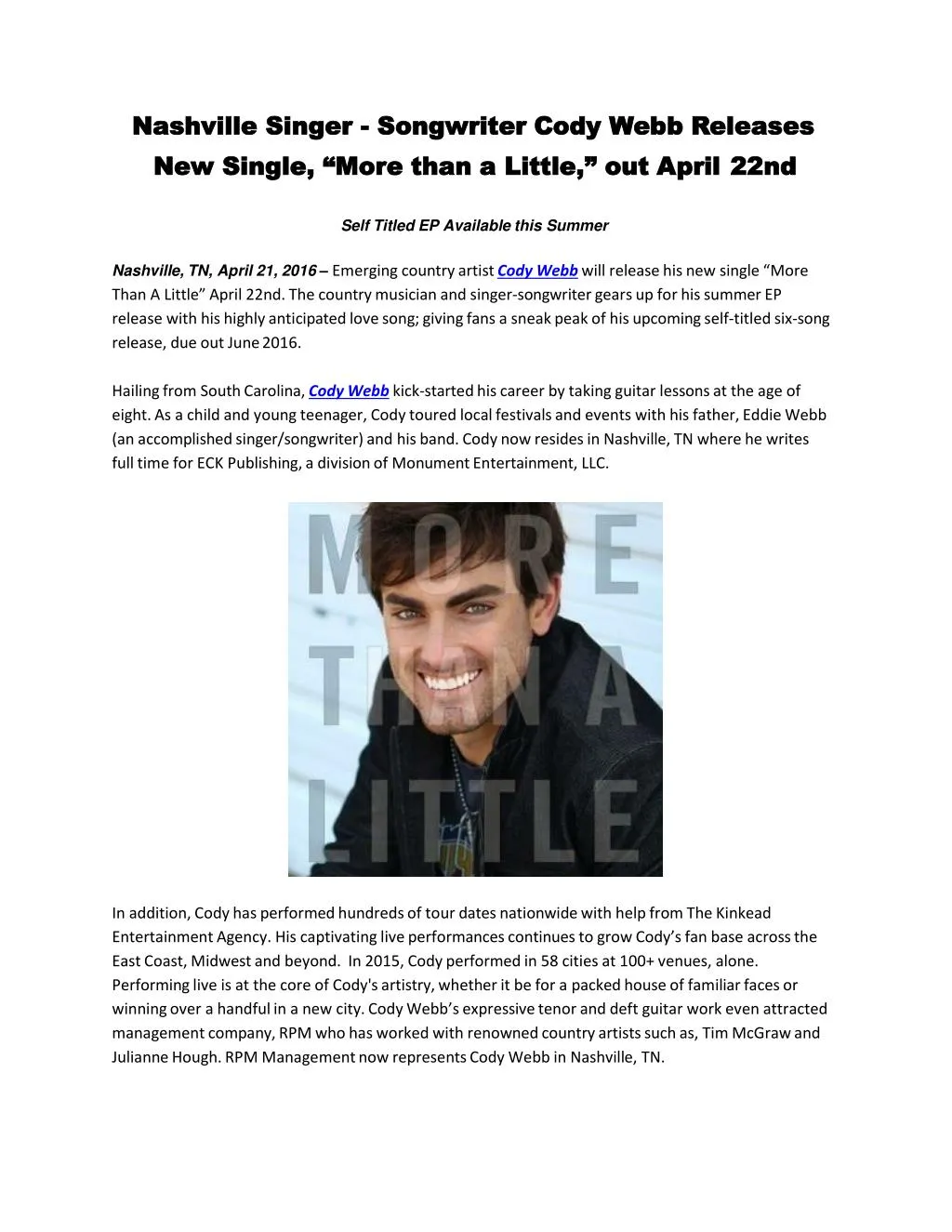 PPT - Nashville Singer - Songwriter Cody Webb Releases New Single ...