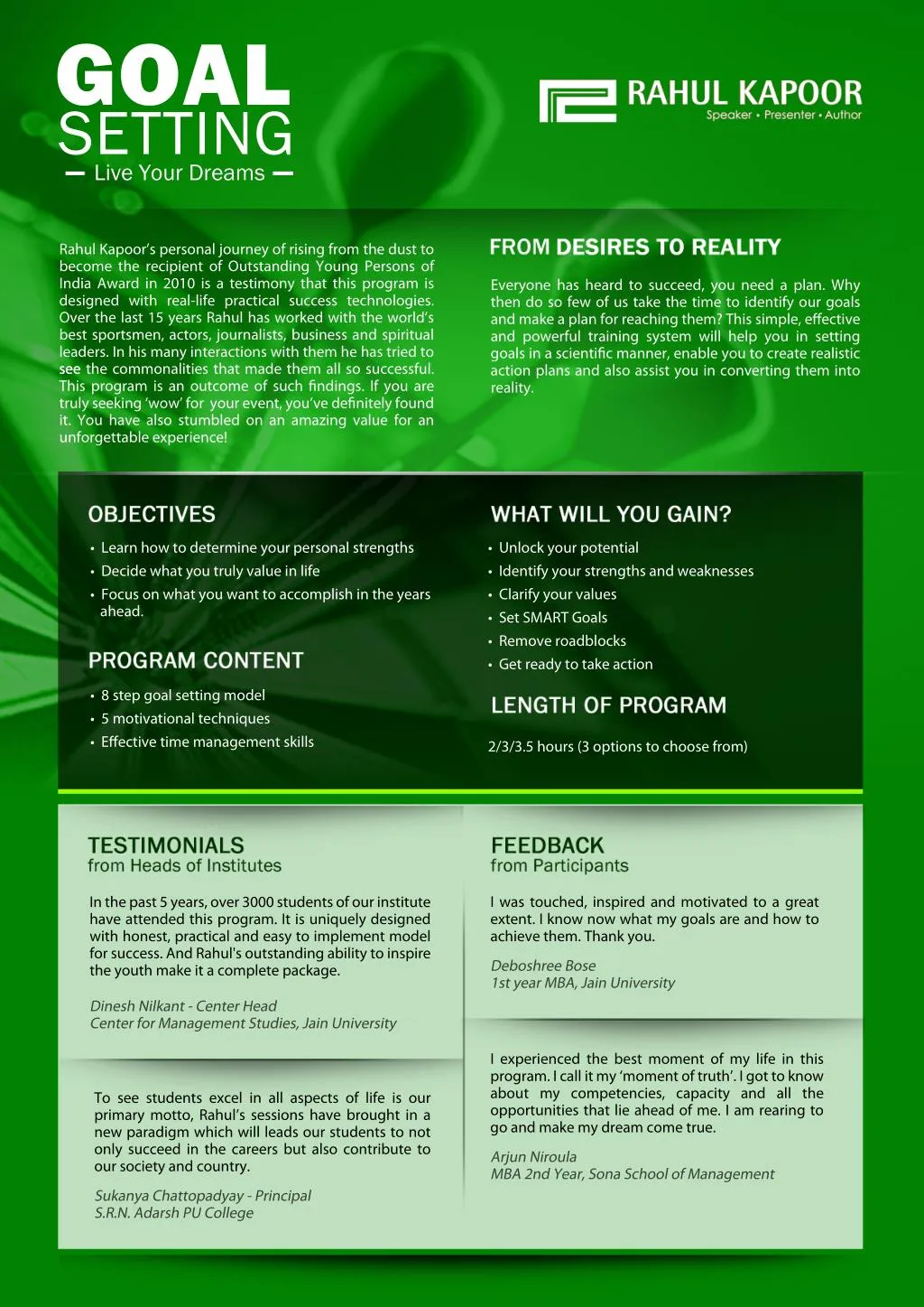 PPT - Goal Setting Brochure - Rahul Kapoor Motivational Speaker India ...