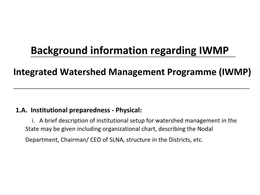 PPT - Background information regarding IWMP Integrated Watershed ...