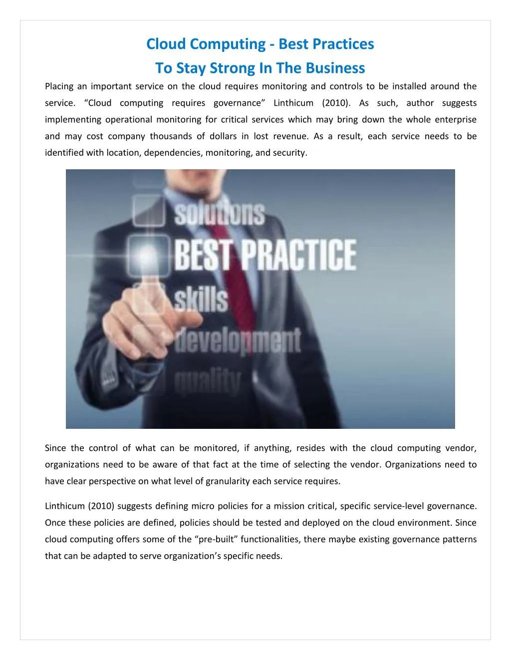 PPT - Cloud Computing - Best Practices To Stay Strong In The Business ...