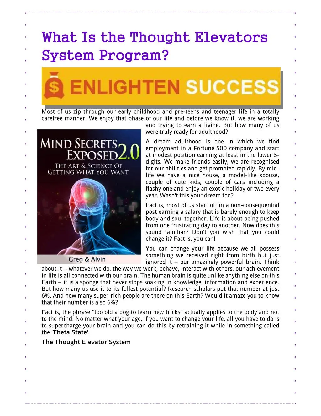 PPT - What Is the Thought Elevators System Program? PowerPoint Presentation - ID:7335795