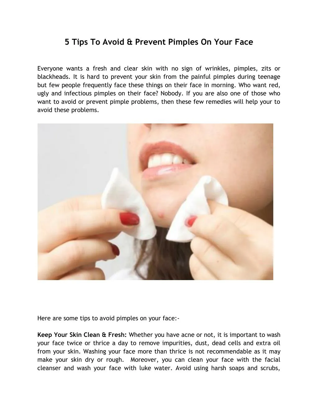 PPT - 5 Tips To Avoid & Prevent Pimples On Your Face PowerPoint ...