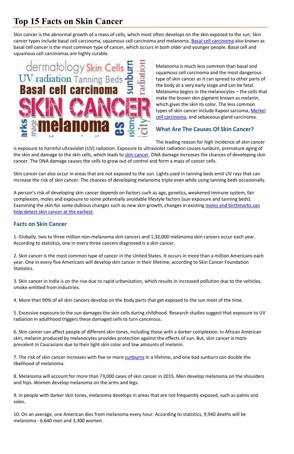PPT - Top 15 Facts on Skin Cancer PowerPoint Presentation, free ...