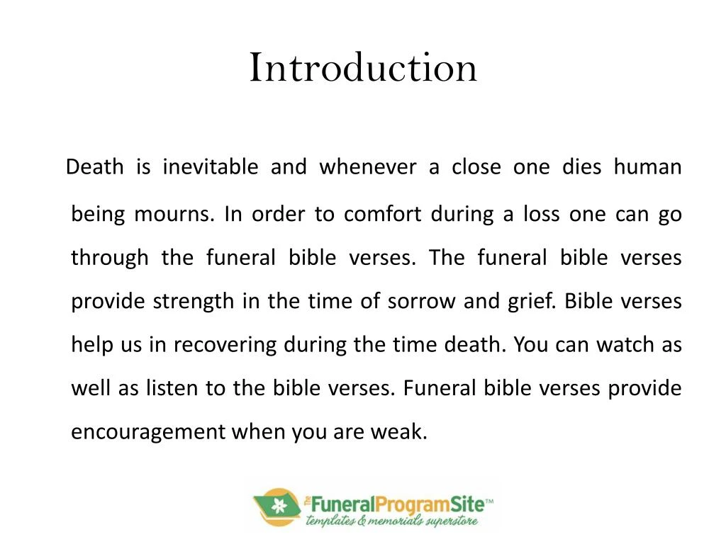 PPT - Large Collection Of Funeral Bible Verses At Funeral program Site ...