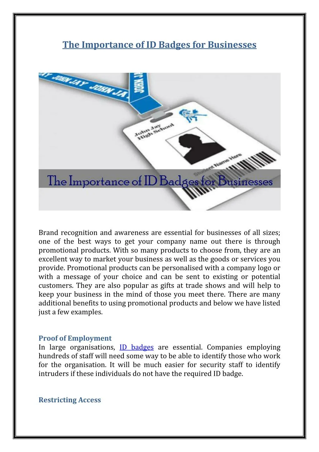 PPT - The Importance of ID Badges for Businesses PowerPoint ...