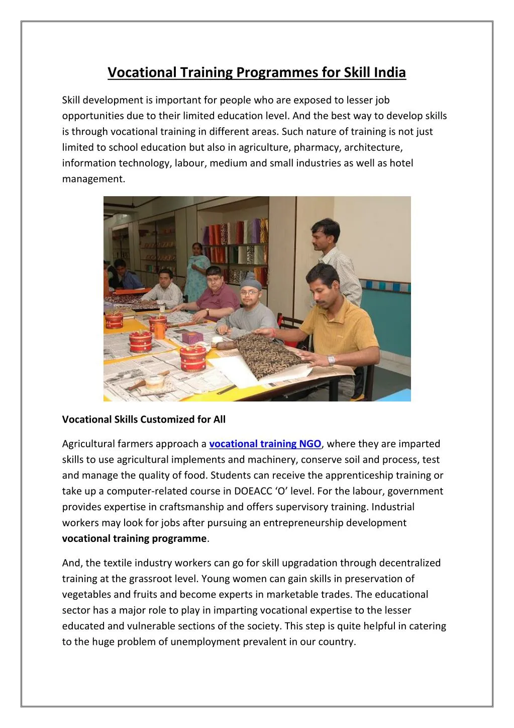 PPT - Vocational Training Programmes for Skill India PowerPoint ...