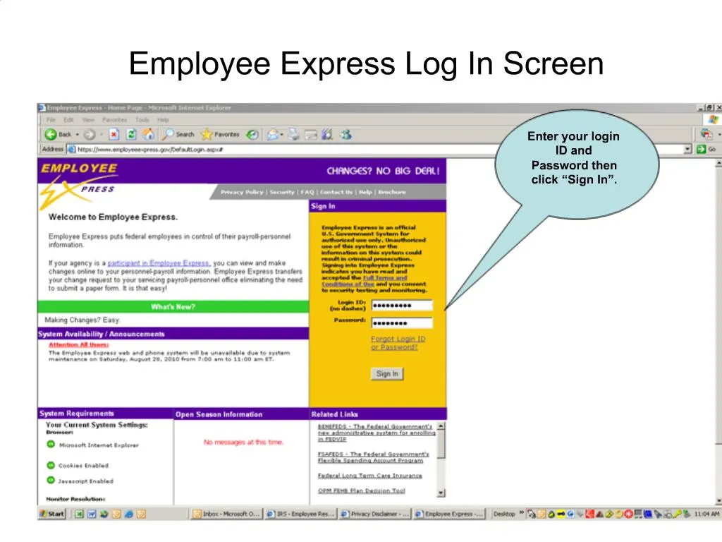 PPT - Employee Express Log In Screen PowerPoint Presentation, free ...