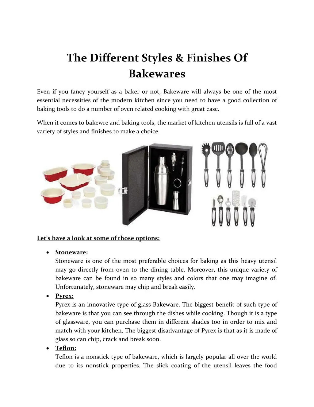 PPT - The Different Styles & Finishes Of Bakewares PowerPoint ...