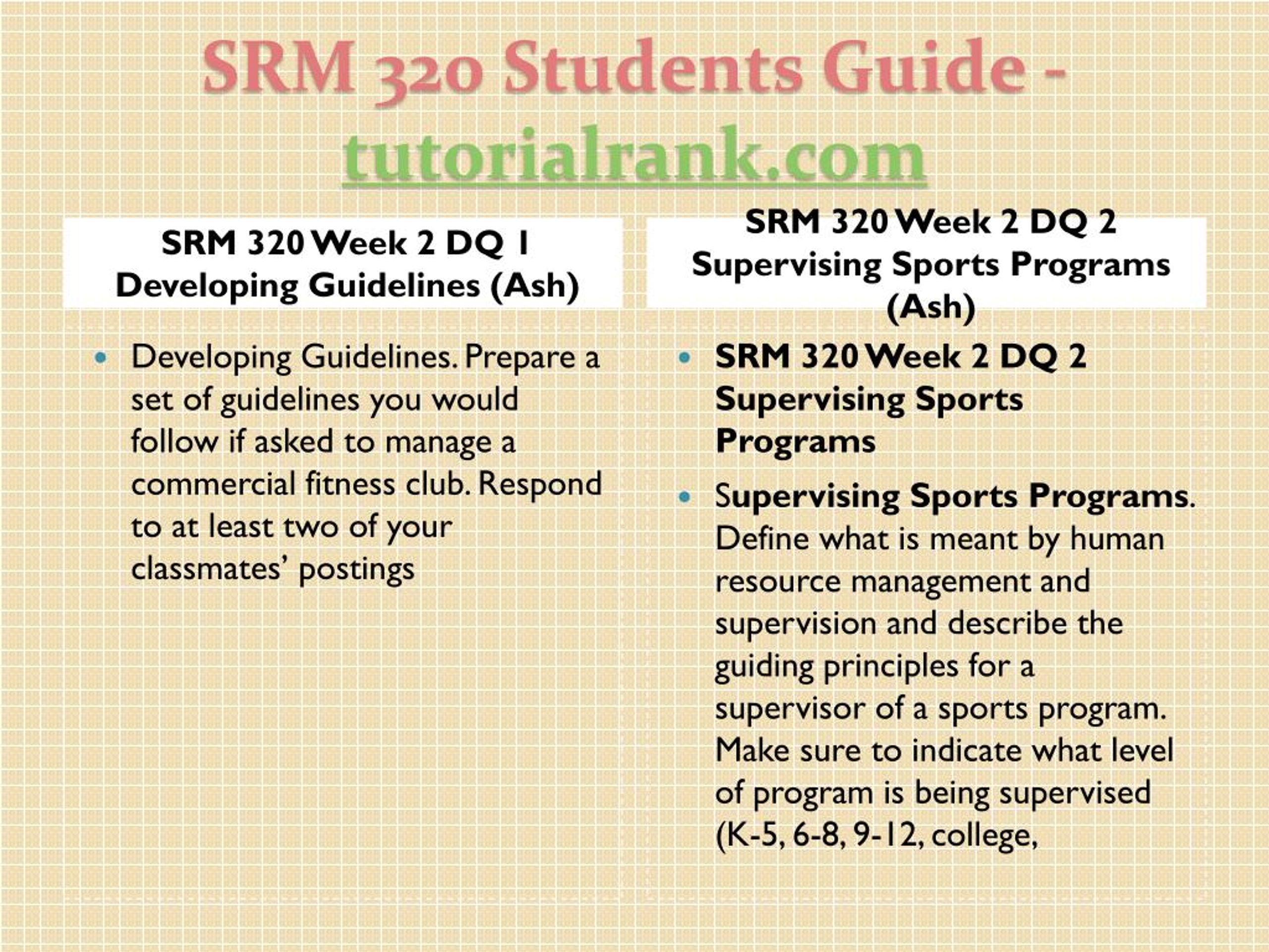 PPT - SRM 320 Students Guide -tutorialrank.com PowerPoint Presentation ...