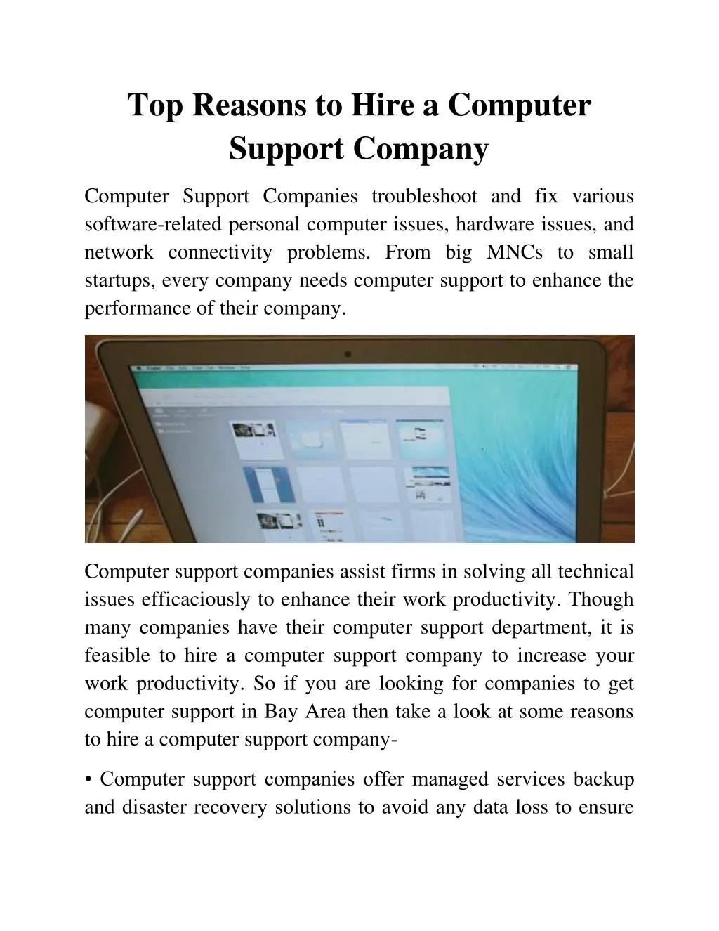 PPT - Top Reasons to Hire a Computer Support Company PowerPoint ...