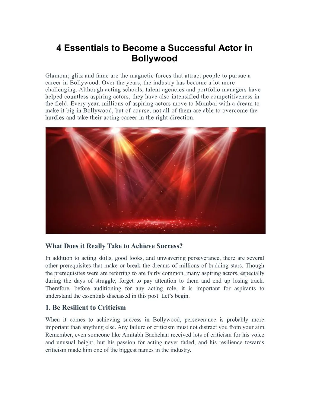 PPT - 4 Essentials to Become a Successful Actor in Bollywood PowerPoint ...