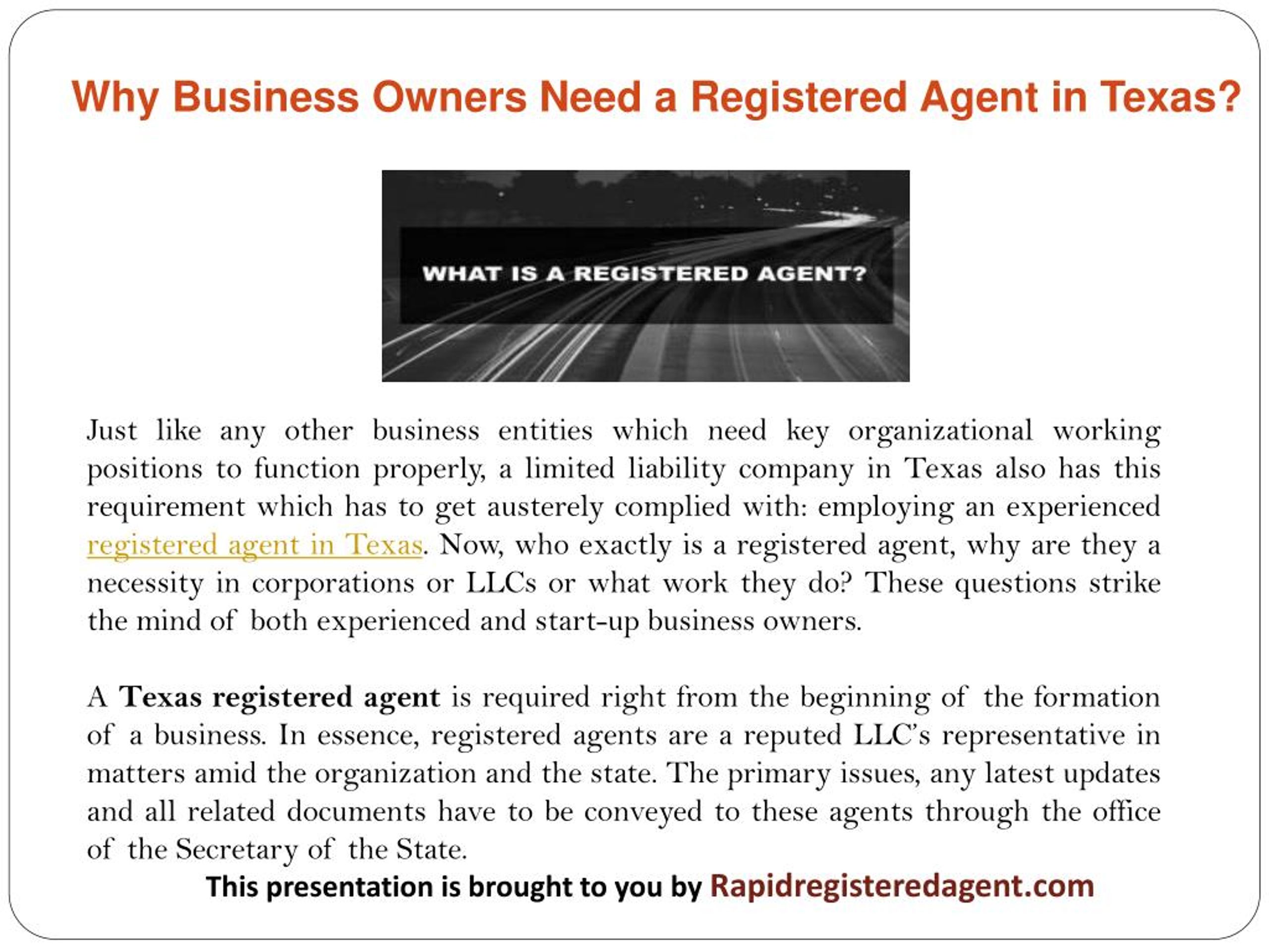 PPT - Registered Agents in Texas: Key Reasons behind Their Rising Needs ...
