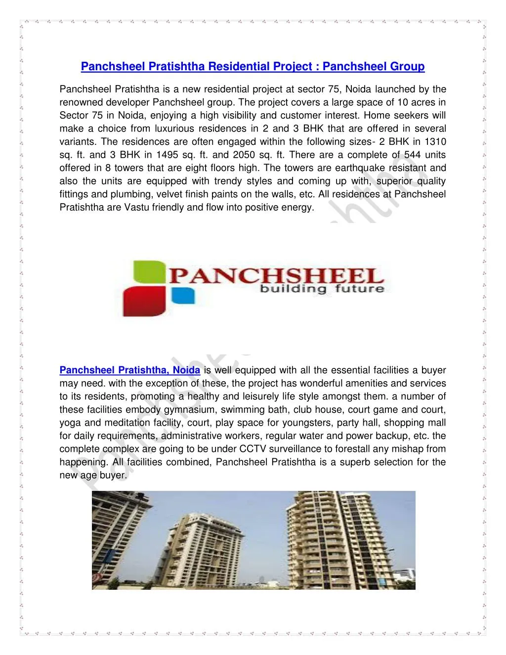 PPT - Panchsheel Pratishtha Residential Project : Panchsheel Group ...