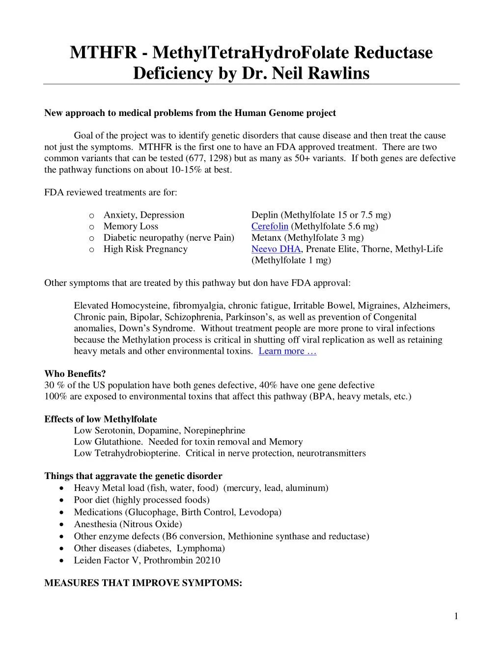 PPT - MTHFR - MethylTetraHydroFolate Reductase Deficiency by Dr. Neil ...