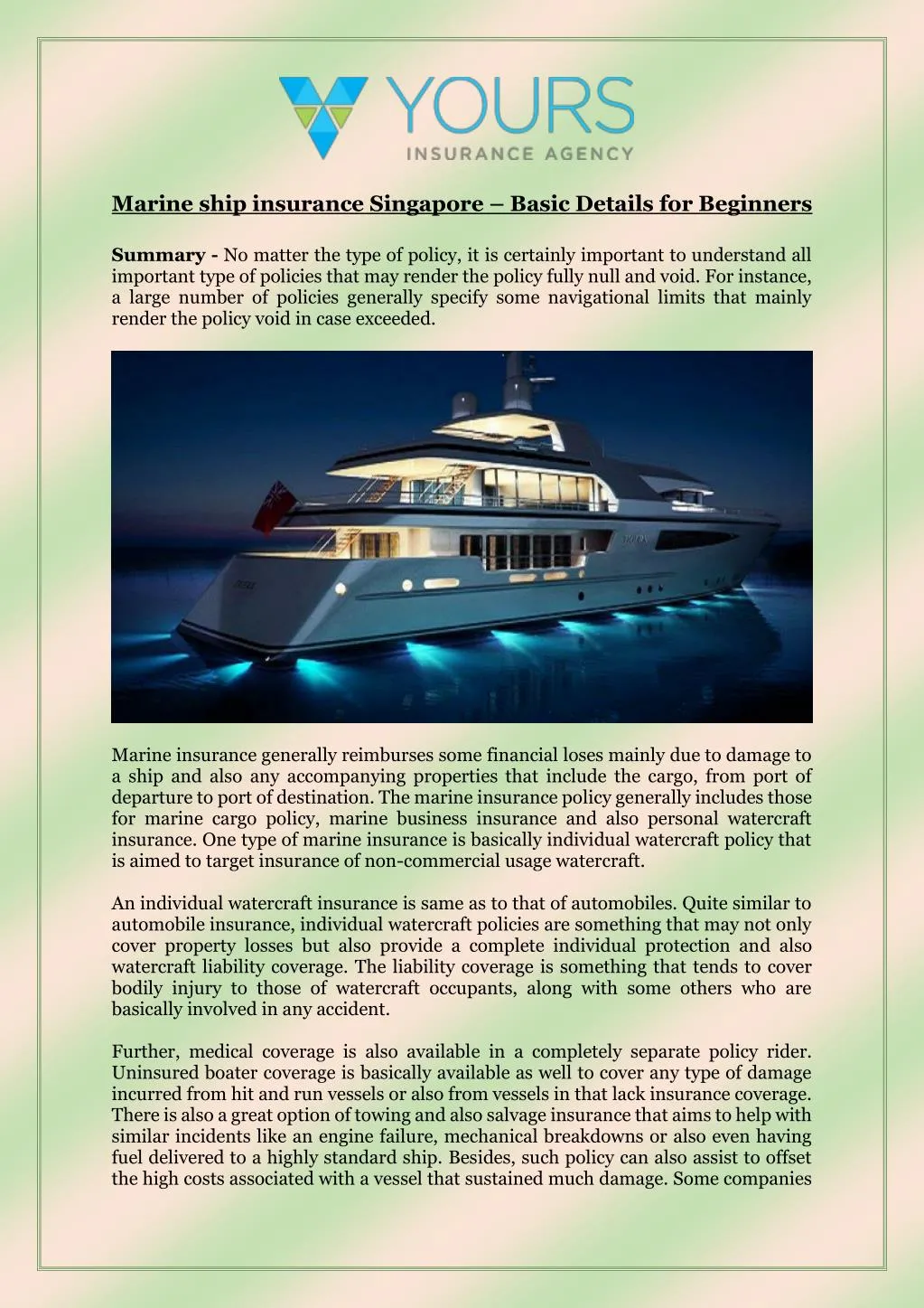 PPT - Marine Ship Insurance Singapore – Basic Details For Beginners ...