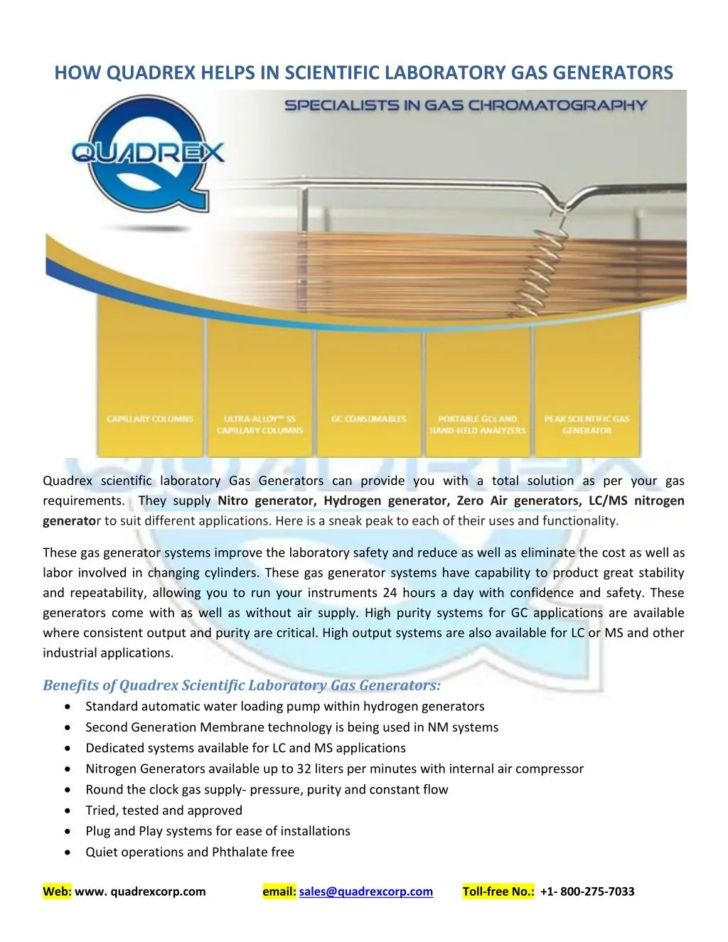 PPT - How Quadrex helps in Scientific Laboratory Gas Generators ...