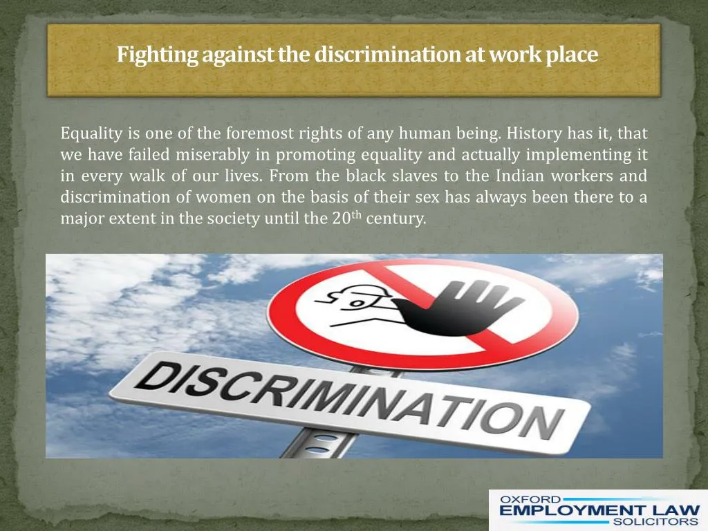 PPT - Fighting against the discrimination at work place PowerPoint ...