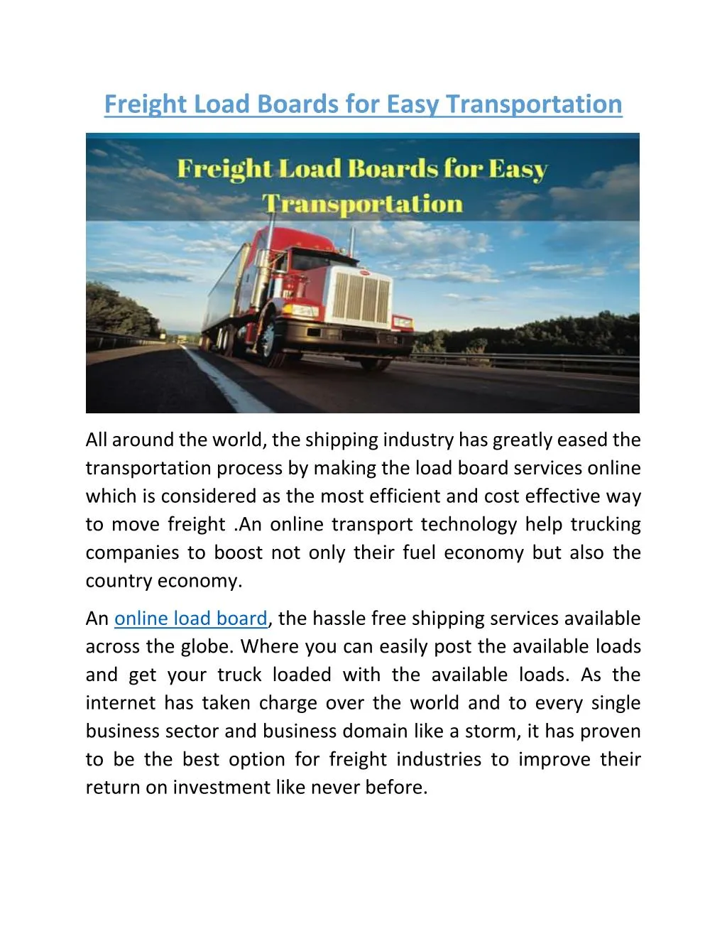 PPT - Freight Load Boards for Easy Transportation PowerPoint ...