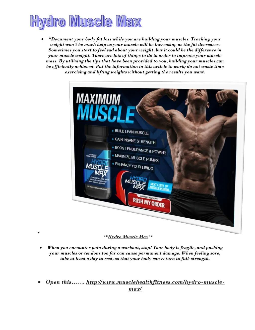 PPT - http://www.musclehealthfitness.com/hydro-muscle-max/ PowerPoint ...