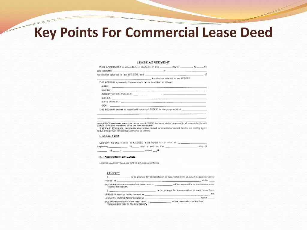 PPT - Key Points For Commercial Lease Deed PowerPoint Presentation ...