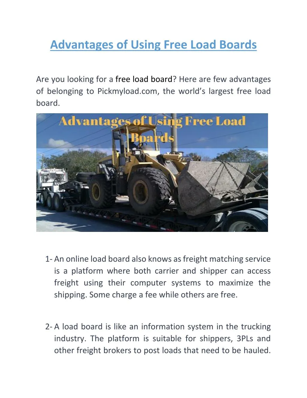 PPT - Advantages of Using Free Load Boards | Pickmyload.com PowerPoint ...