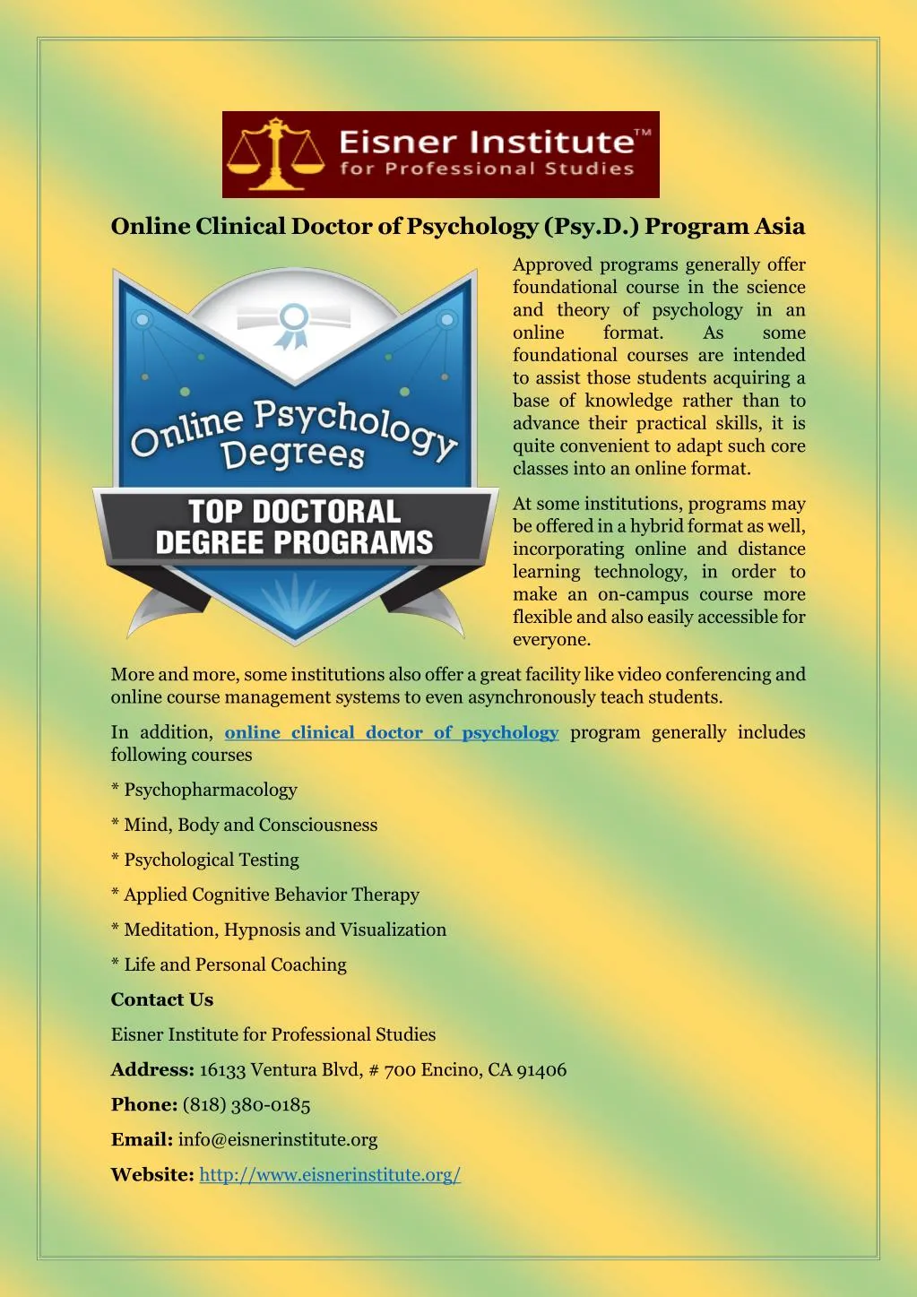 PPT - Online Clinical Doctor of Psychology (Psy.D.) Program Asia ...