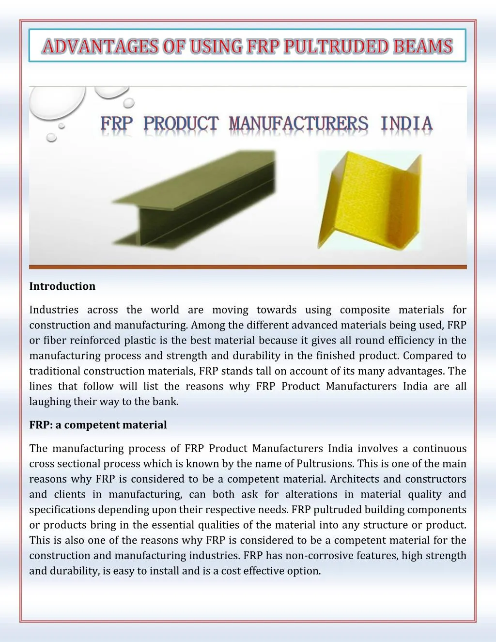 PPT - Advantages of Using FRP Pultruded Beams PowerPoint Presentation ...