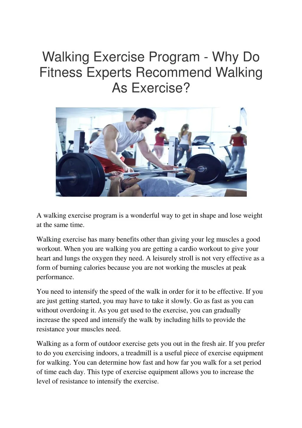 PPT - Walking Exercise Program - Why Do Fitness Experts Recommend ...