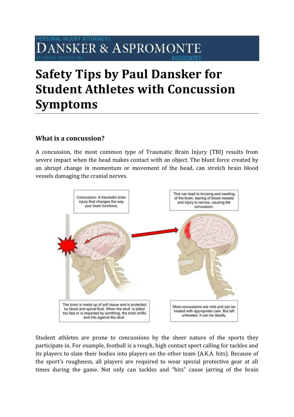 PPT - Safety Tips by Paul Dansker for Student Athletes with Concussion ...