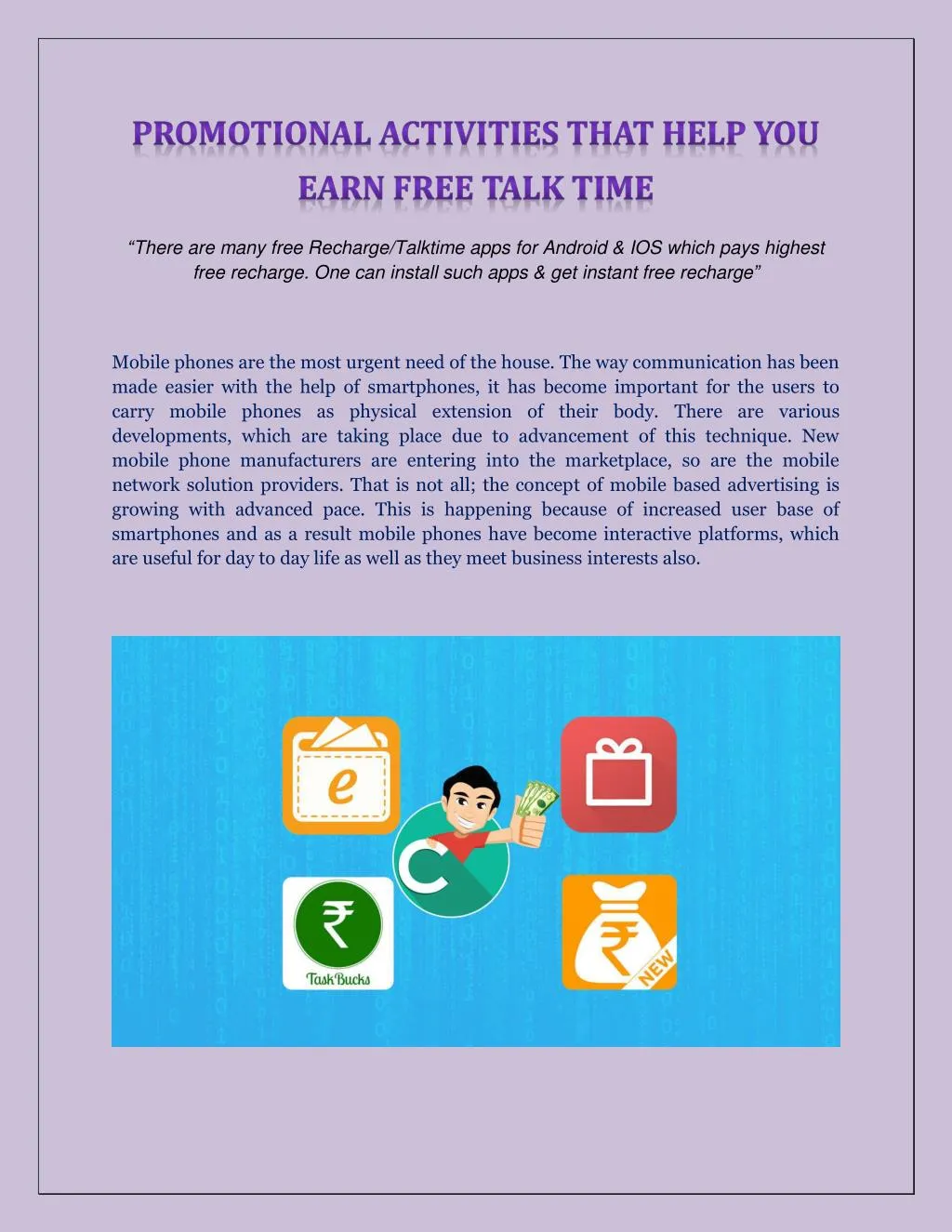 PPT - Promotional Activities that Help You Earn Free Talk Time ...