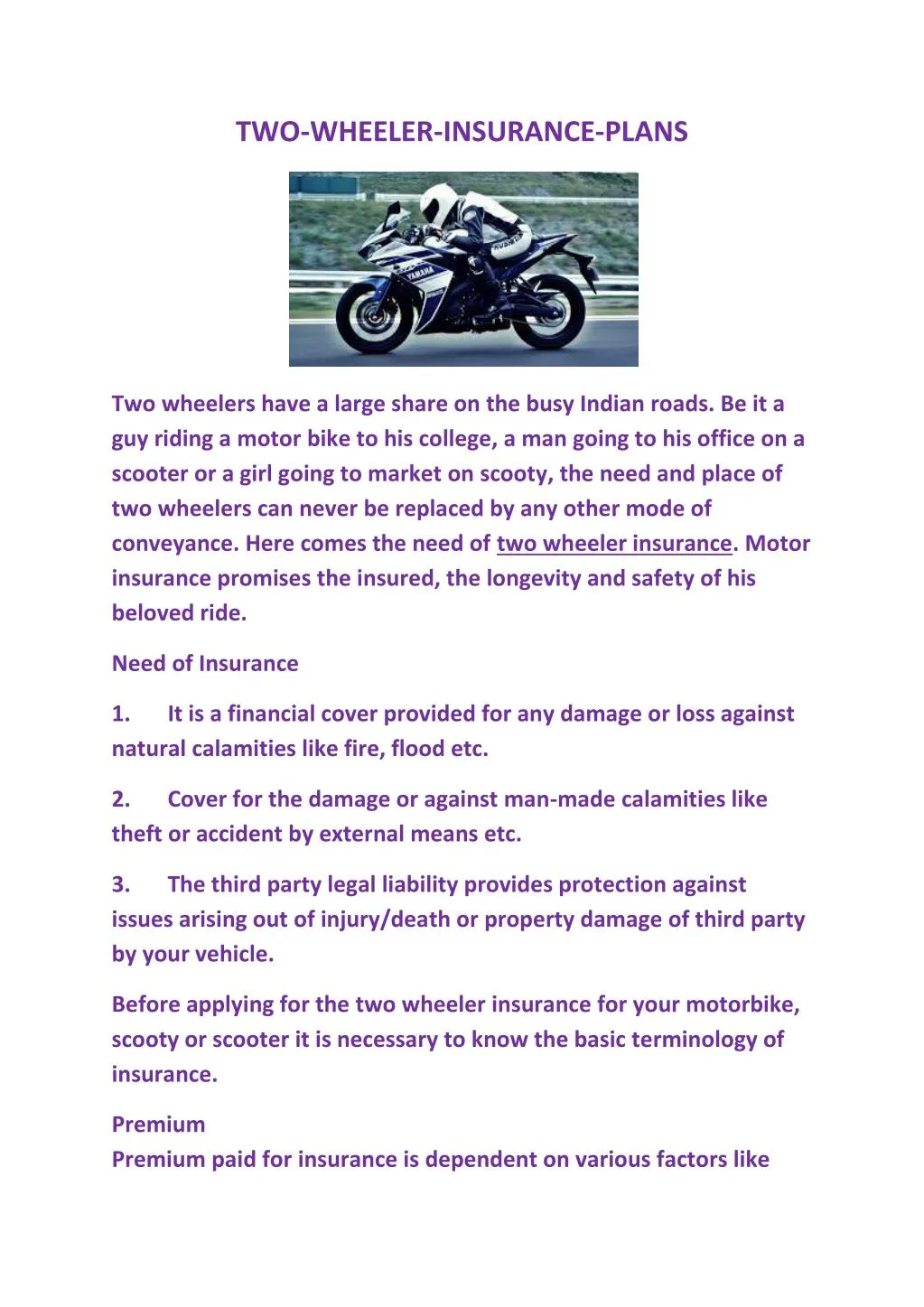 PPT - TWO-WHEELER-INSURANCE-PLANS PowerPoint Presentation, free ...