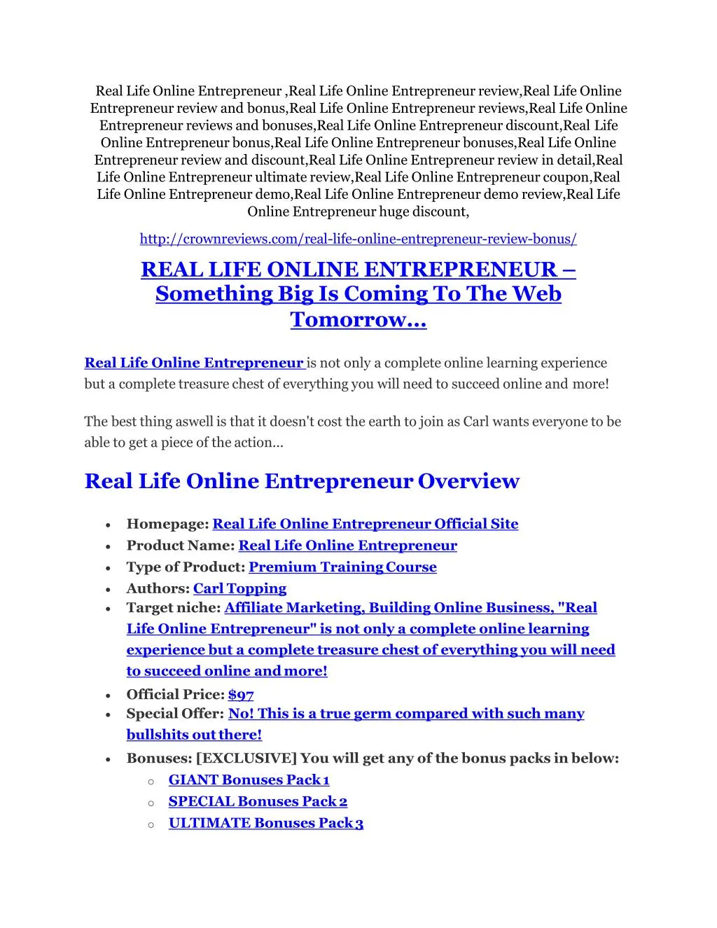 PPT - Real Life Online Entrepreneur review- Real Life Online ...