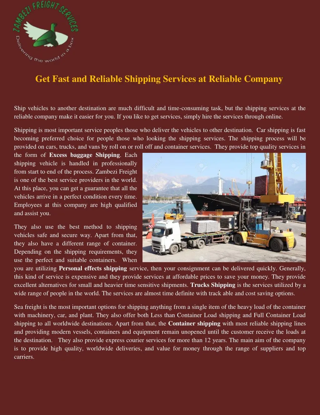 PPT - Get fast and reliable shipping services at reliable company ...