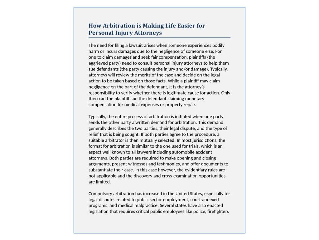 PPT - How Arbitration is Making Life Easier for Personal Injury ...